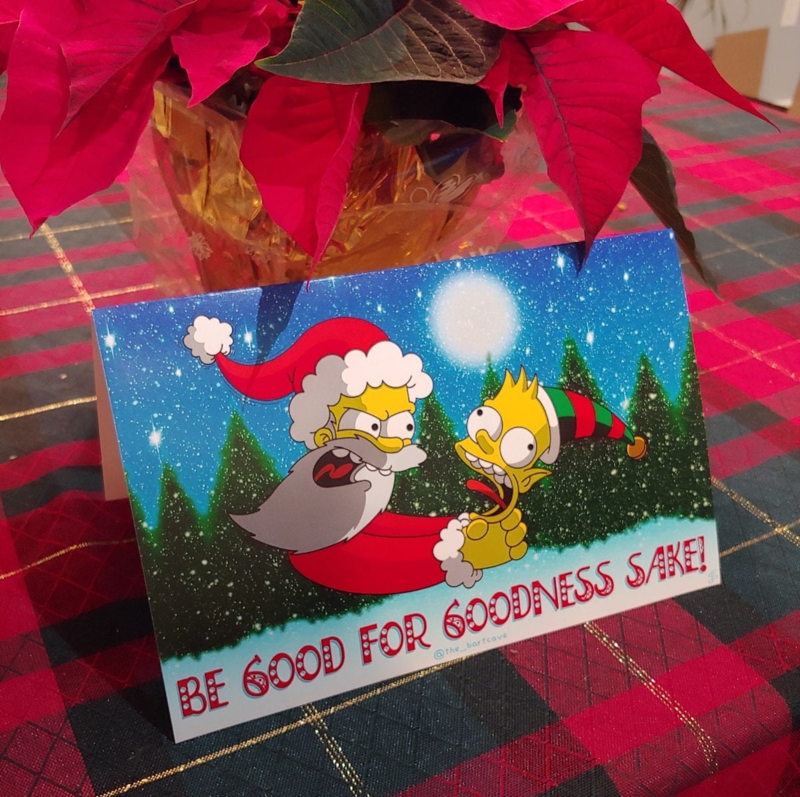 The Simpsons Homer Santa Choking Bart Elf Christmas Card Xmas Song ...