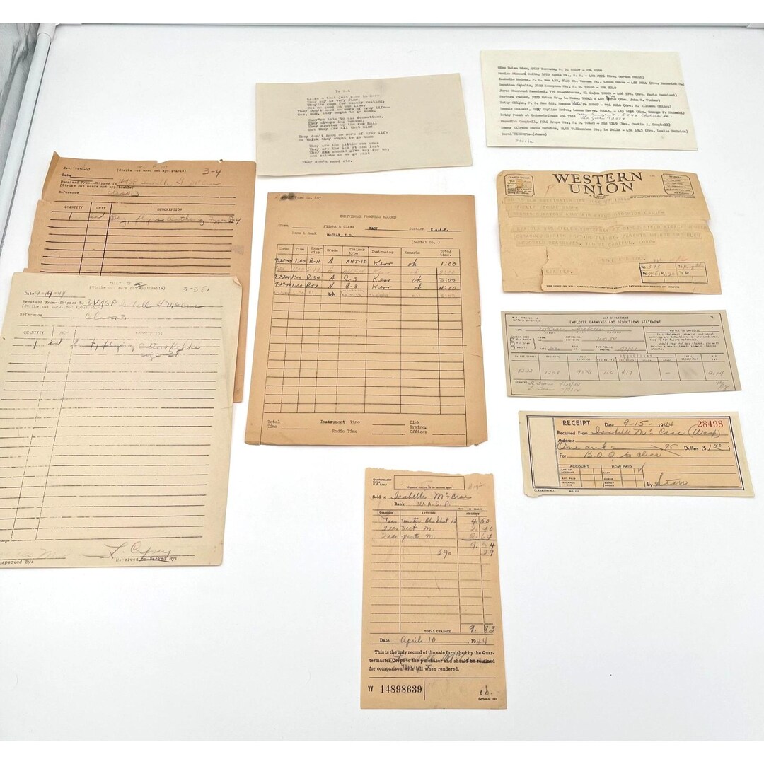 W.A.S.P. WWII Ephemera Collection Telegrams, Receipts, and Training ...