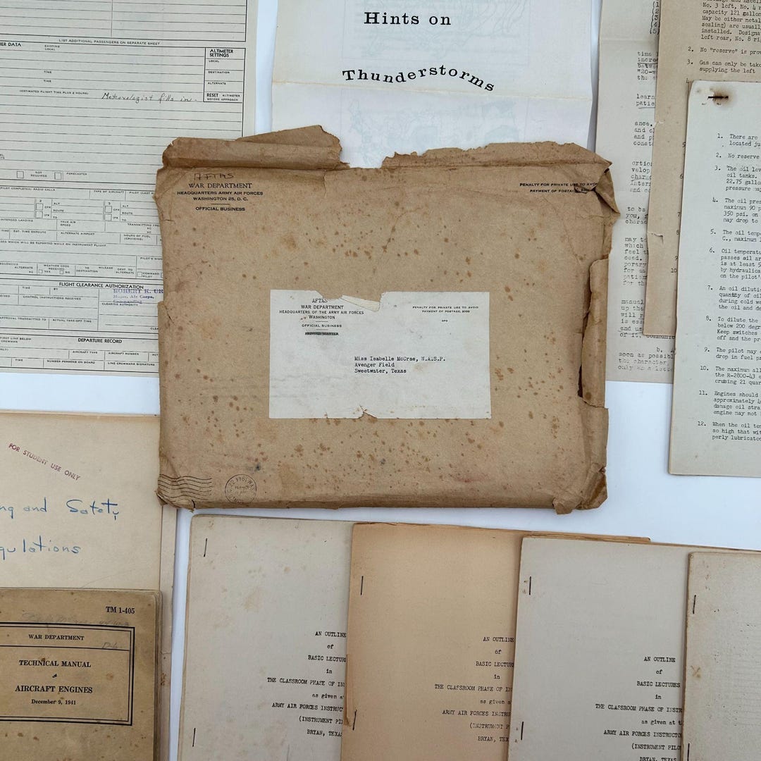 1940s MAAF WASP Pilot Training Documents and Manuals Collection WWII ...