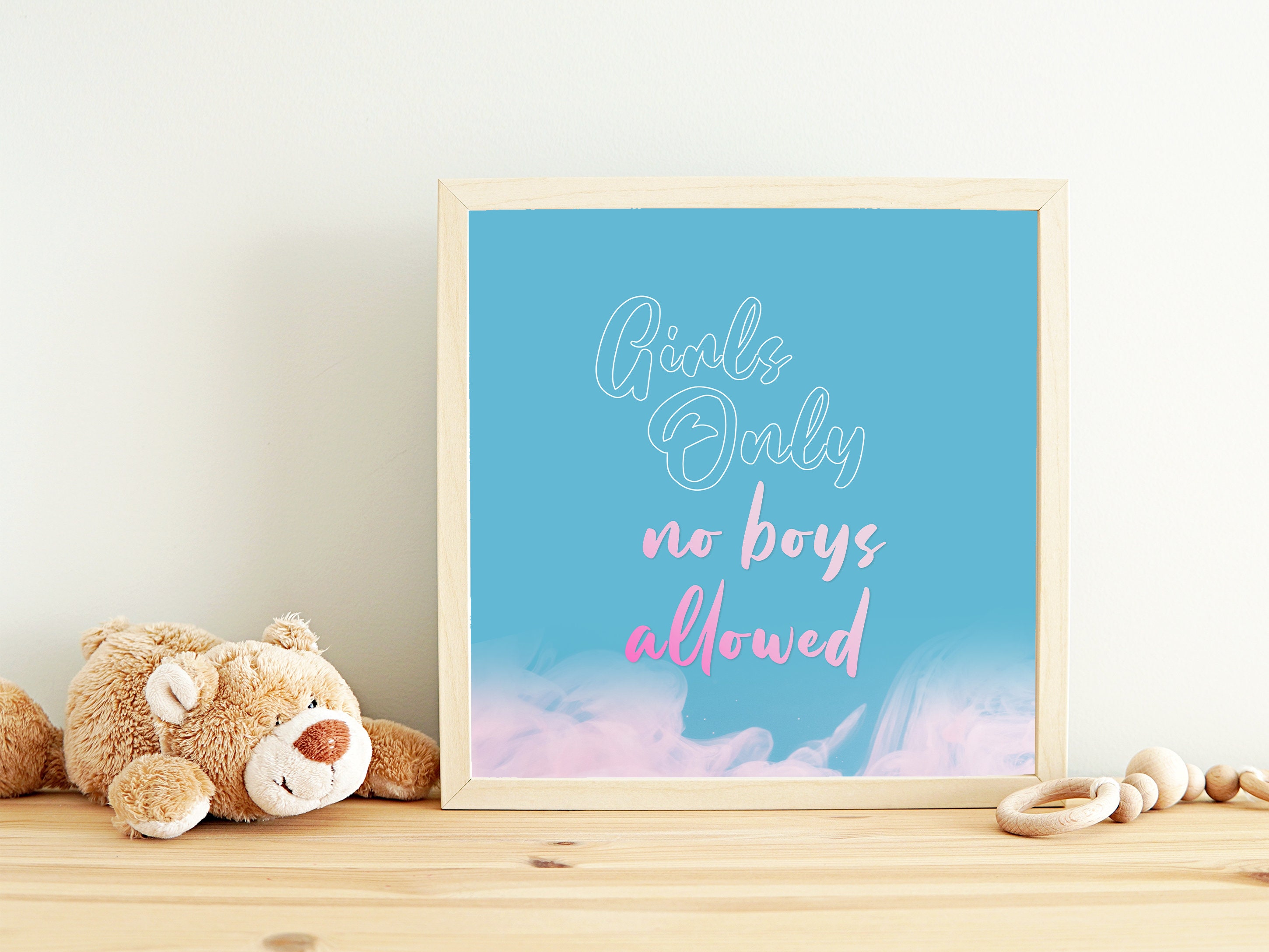 Girls Only No Boys Allowed Printable Wall Art | Nursery Prints ...