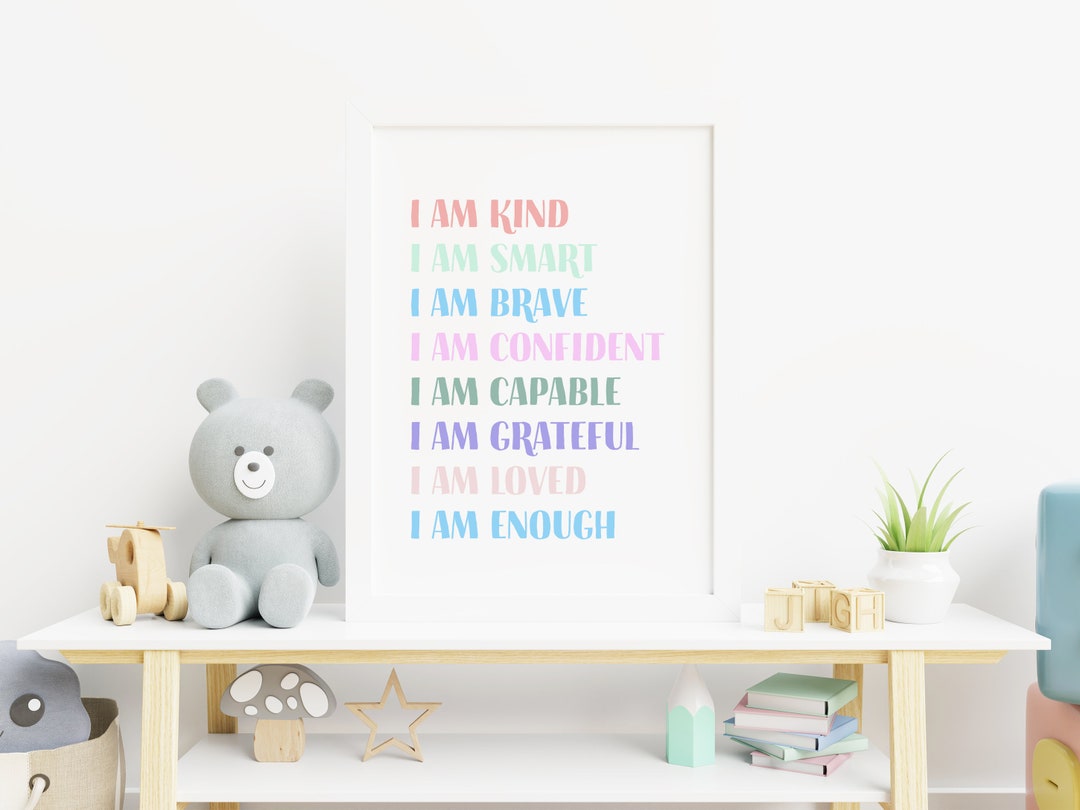 I Am Kind I Am Smart I Am Brave Printable Wall Art | Rainbow Colors ...