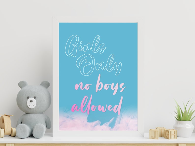 Girls Only No Boys Allowed Printable Wall Art | Nursery Prints ...
