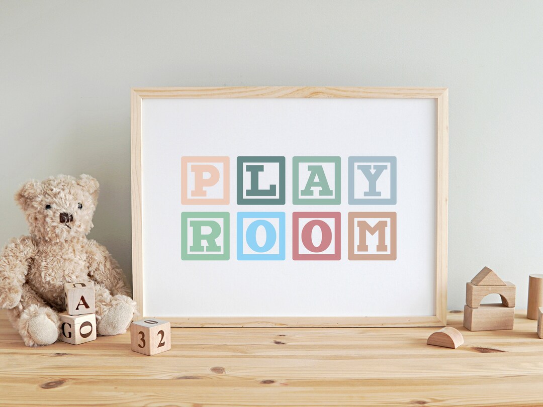 Playroom Alphabet Blocks Printable Wall Art | Nursery Prints | Rainbow ...