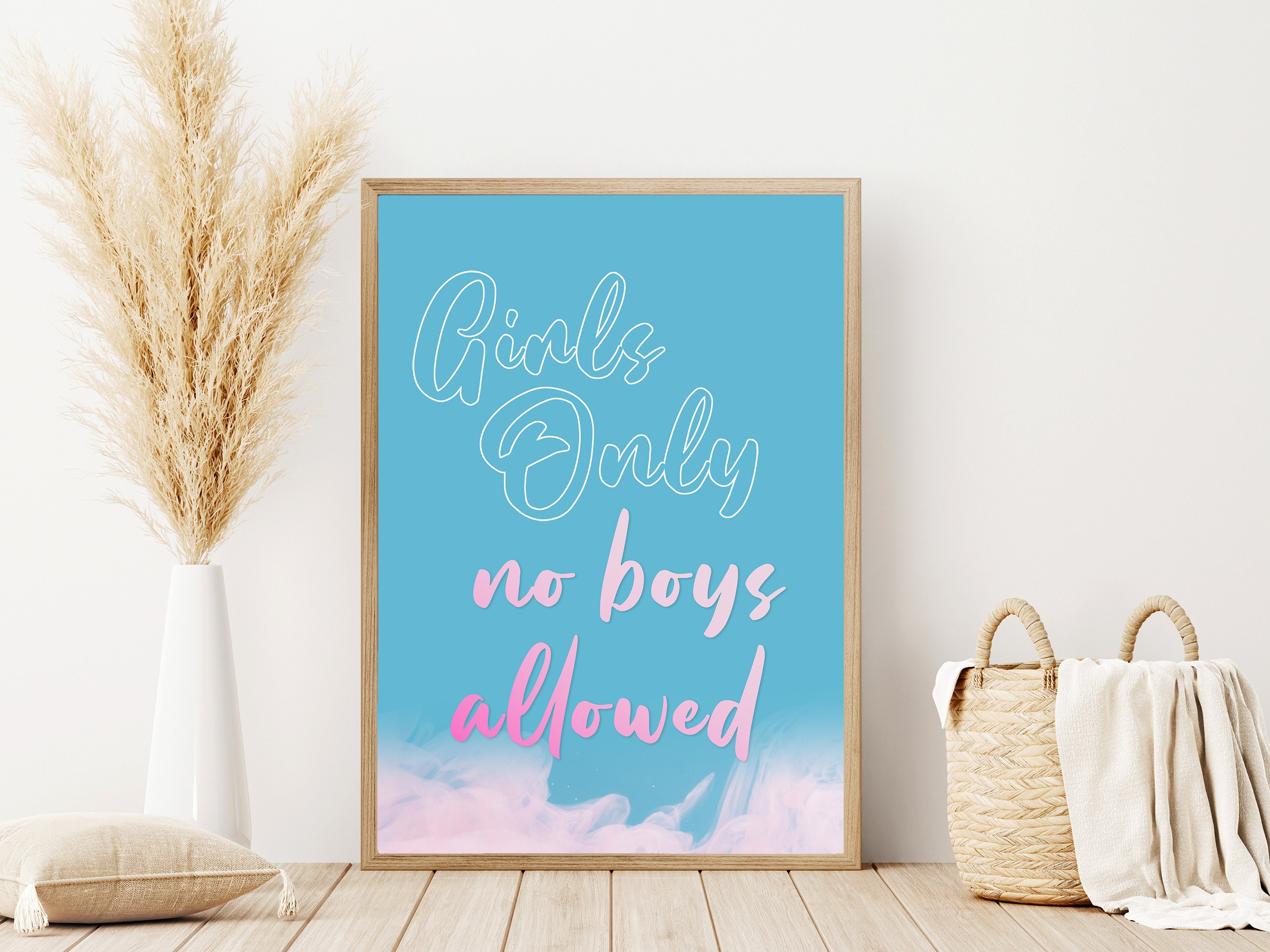 Girls Only No Boys Allowed Printable Wall Art | Nursery Prints ...