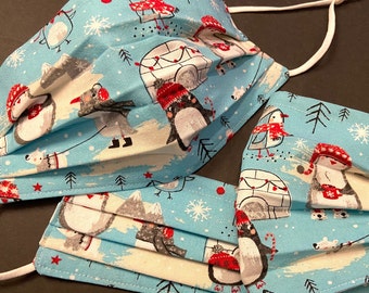 Custom Sizing / Winter Penguin Face Mask / 100% Cotton / 3 Layers ...