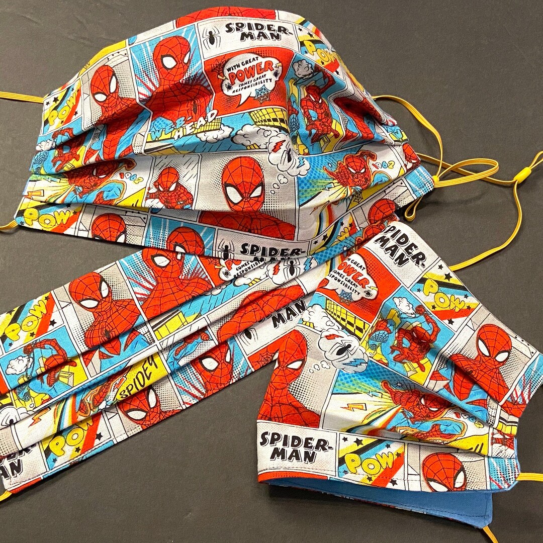Marvel Spider-man Comic Book Mask, Adjustable & Reusable - Etsy