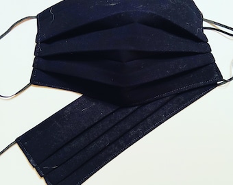 100% Premium Cotton 3 Layers Solid Black Face Mask Custom Printed ...