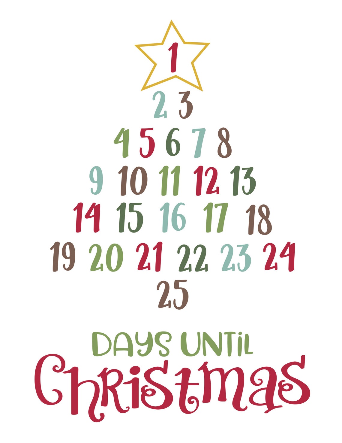 Christmas Countdown Bundle SVG, PNG, JPG Days Until Christmas Design ...