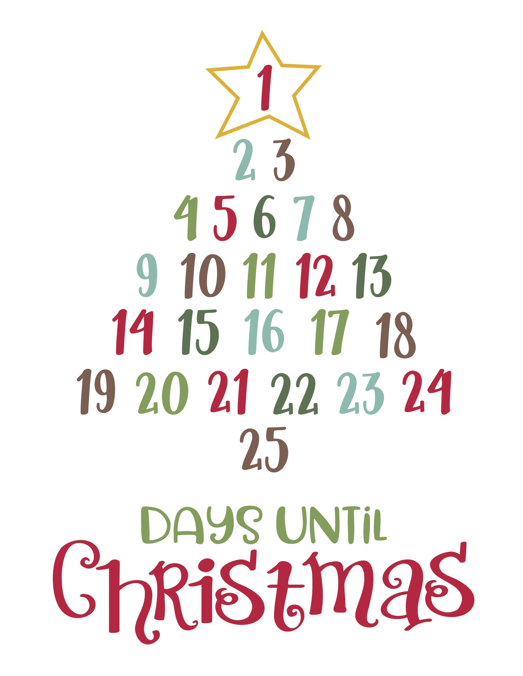 Christmas Countdown Bundle SVG, PNG, JPG Days Until Christmas Design ...