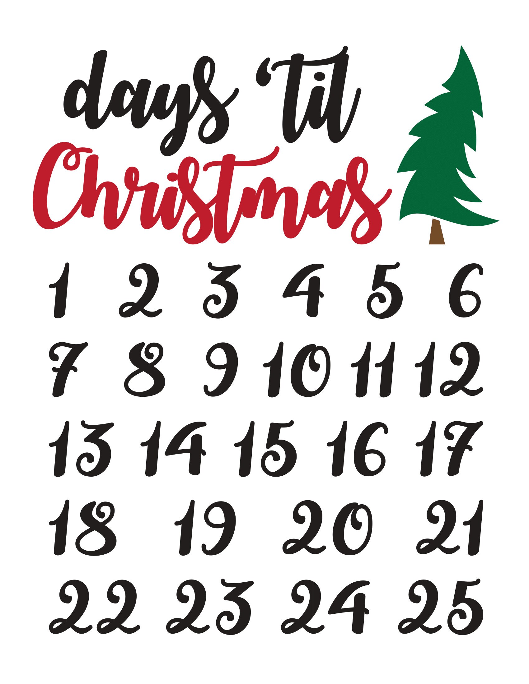 Christmas Countdown Bundle SVG, PNG, JPG Days Until Christmas Design ...