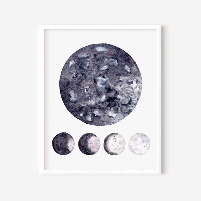 Watercolor Moon - Etsy