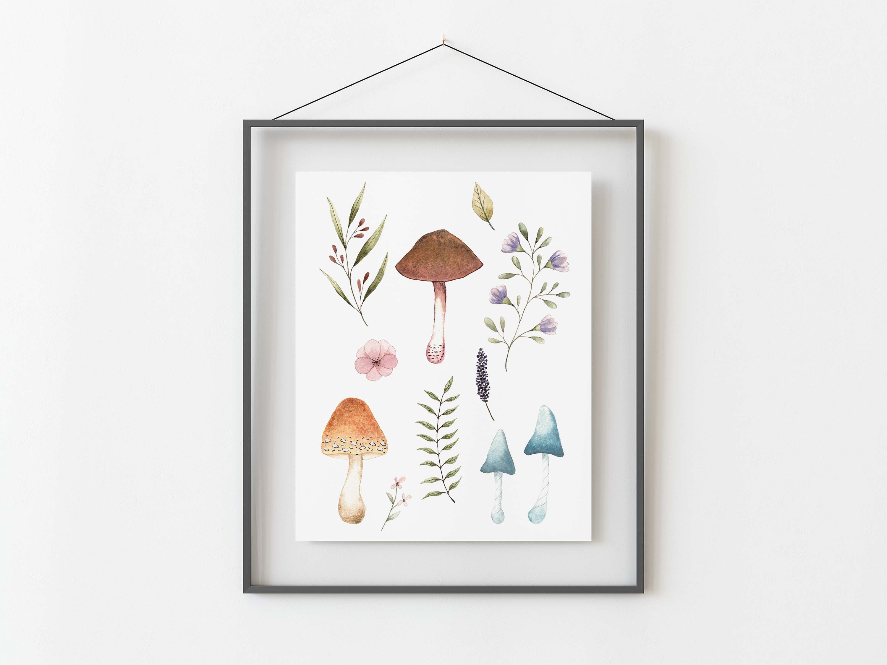 Spring Mushrooms, Watercolor Painting Print, Spring Decor. - Etsy