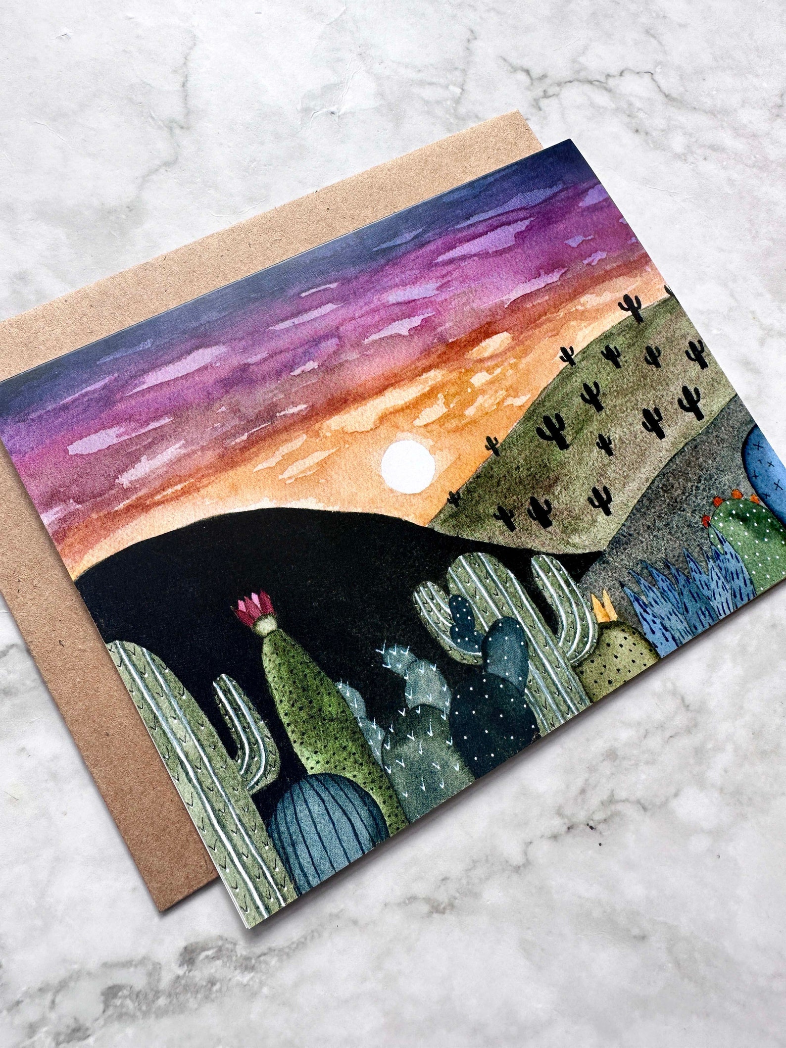 Sunset Desert Card, Cacti Lovers. - Etsy