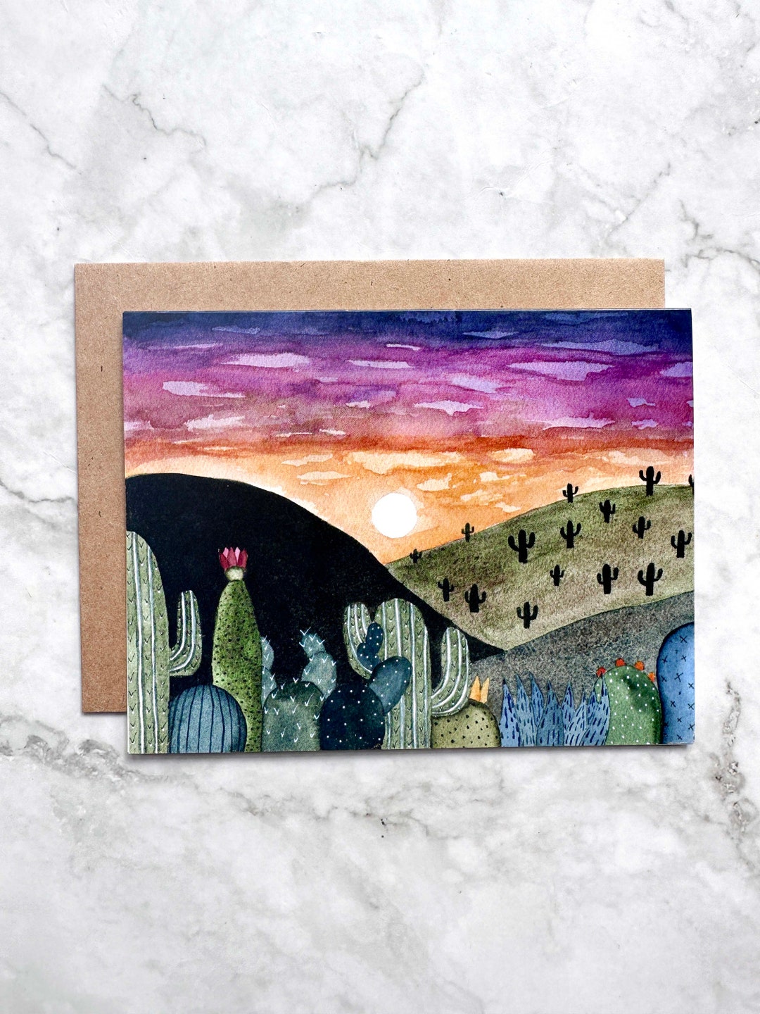 Sunset Desert Card, Cacti Lovers. - Etsy