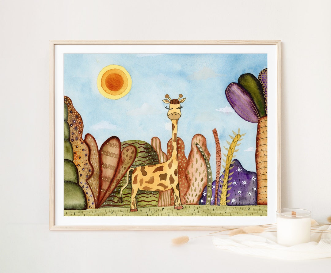 Cute Giraffe Painting, Safari Nursery Decor, Watercolor Cute Animals ...