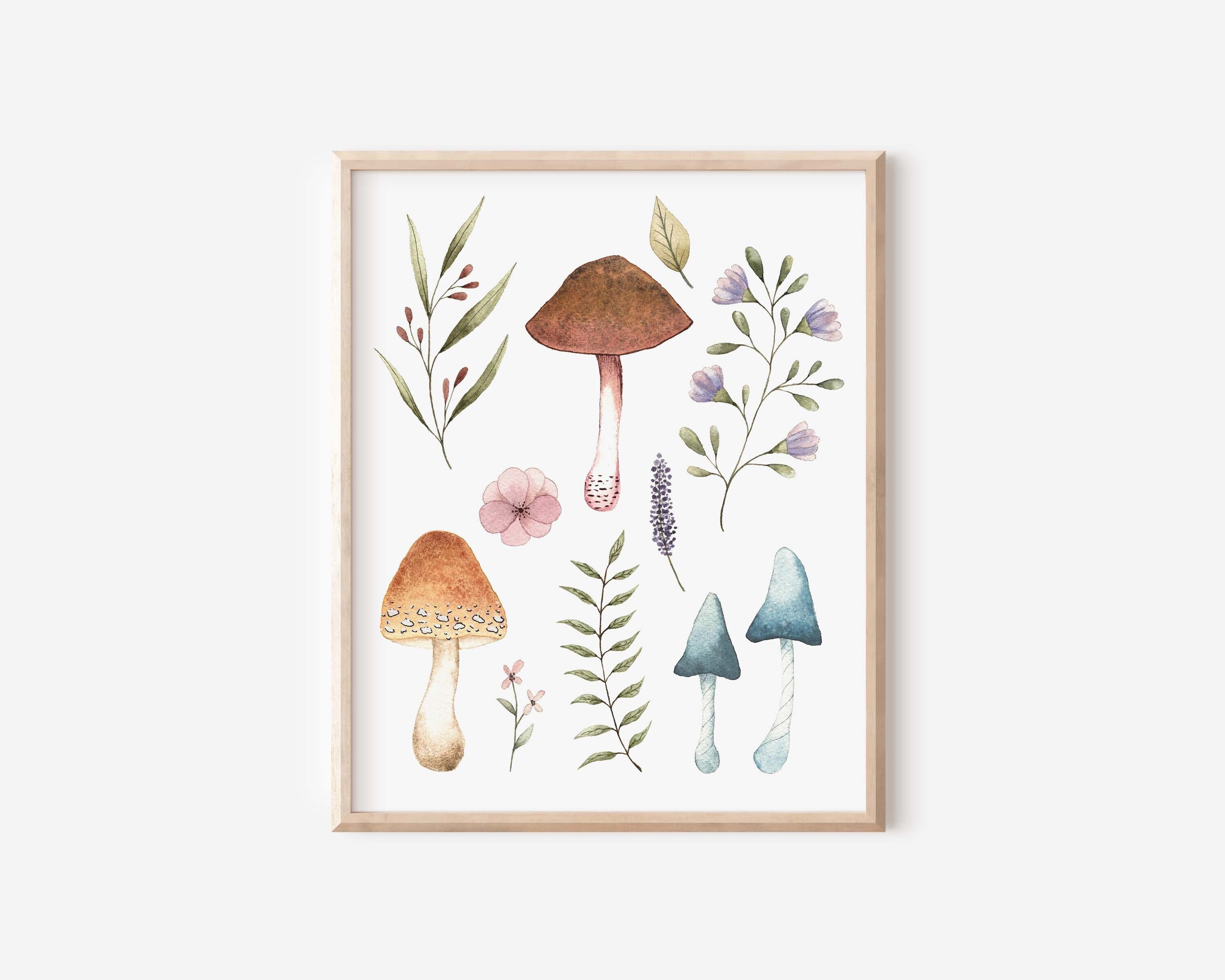 Spring Mushrooms, Watercolor Painting Print, Spring Decor. - Etsy