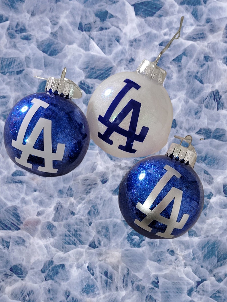 Los Angeles Dodgers LA Christmas Shatterproof Ornament Set 6, Glitter ...