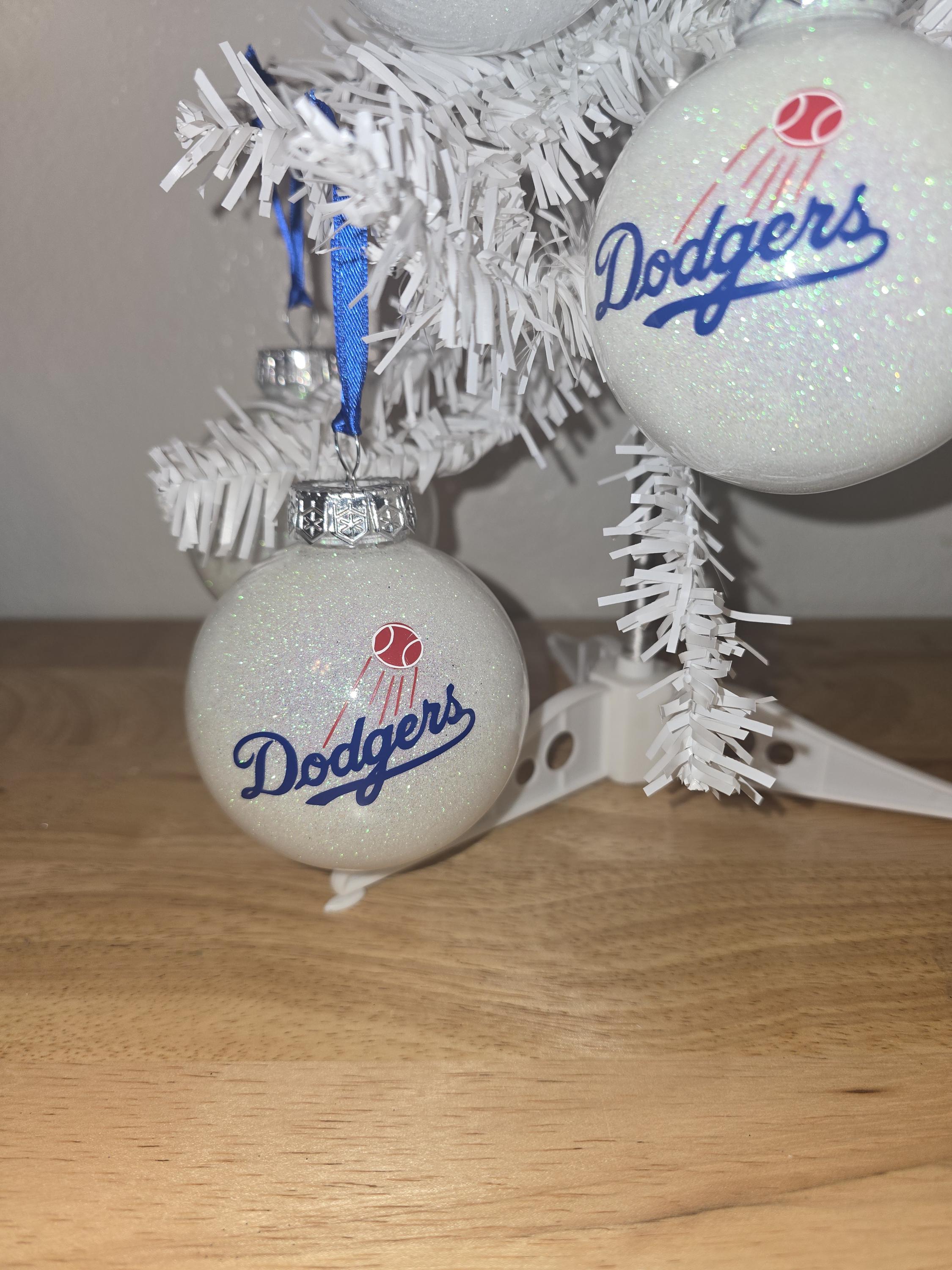 Los Angeles Dodgers LA Christmas Shatterproof Ornament Set 6, Glitter ...