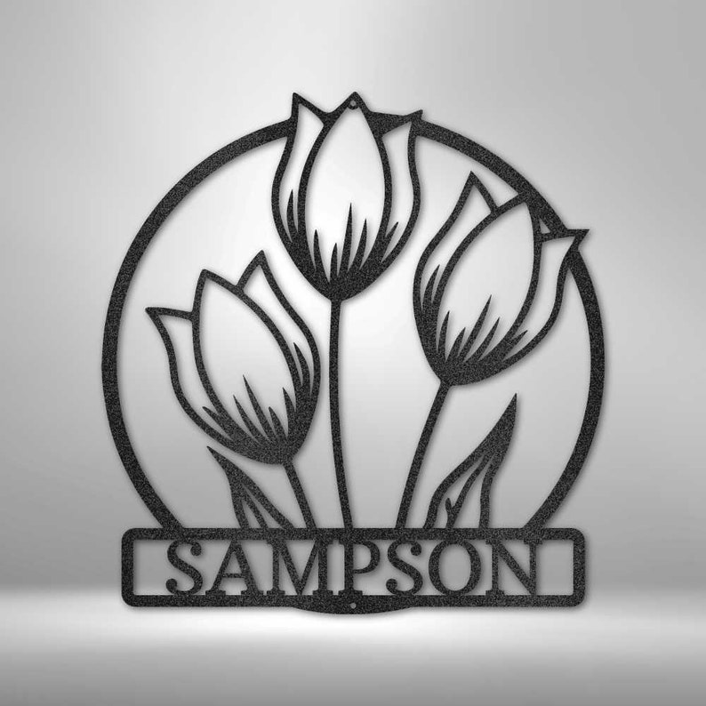 Wild Tulips Personalized Family Name Steel Sign - Etsy