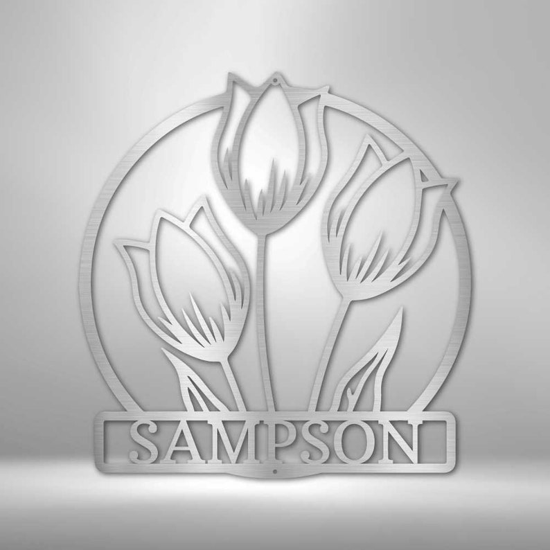 Wild Tulips Personalized Family Name Steel Sign - Etsy