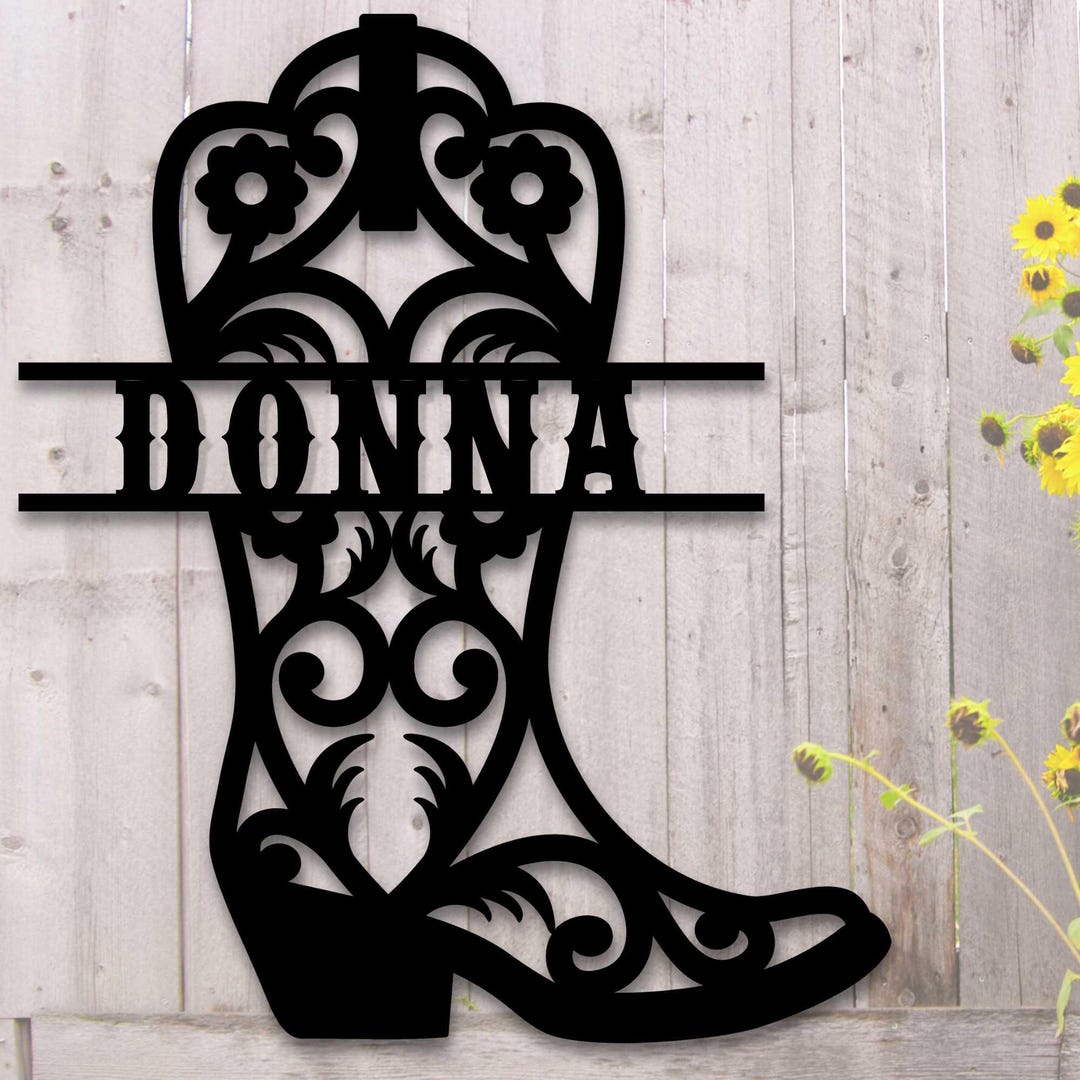 Personalized Cowgirl Boot Steel Sign - Etsy