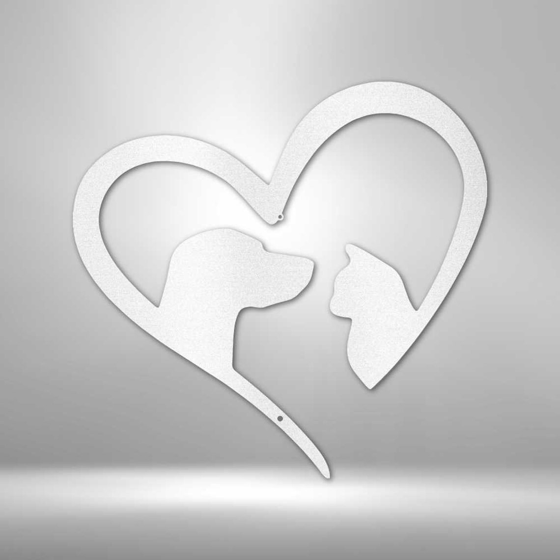 Pets Heart Metal Wall Art, Metal Sign With Heart Dog and Cat, Pet Love ...