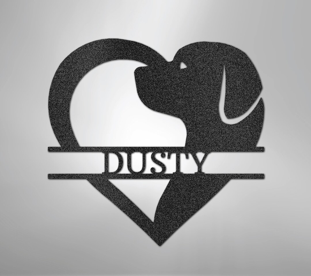 Dog Love Personalized Dog Silhouette in Heart Shaped Steel Sign - Etsy