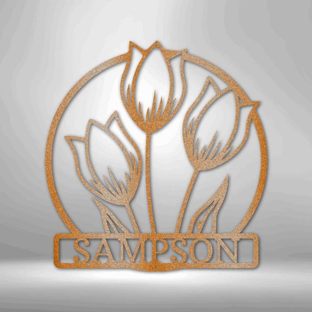 Wild Tulips Personalized Family Name Steel Sign - Etsy