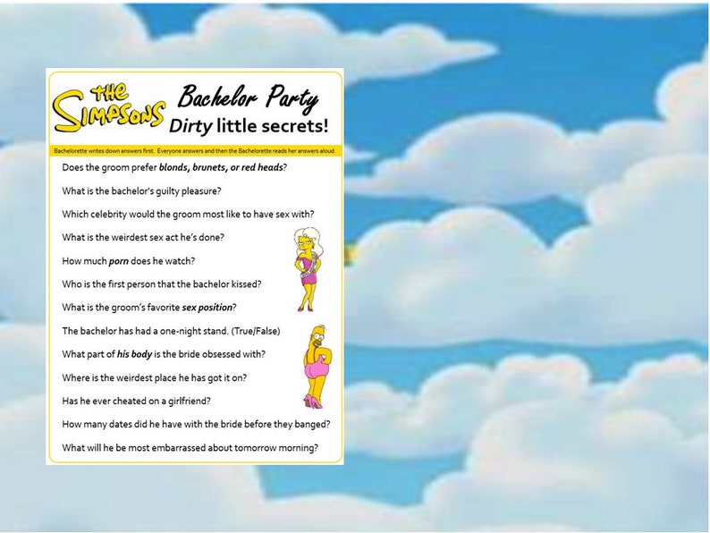 The Simpsons Bachelor Party Game Bundle - Etsy