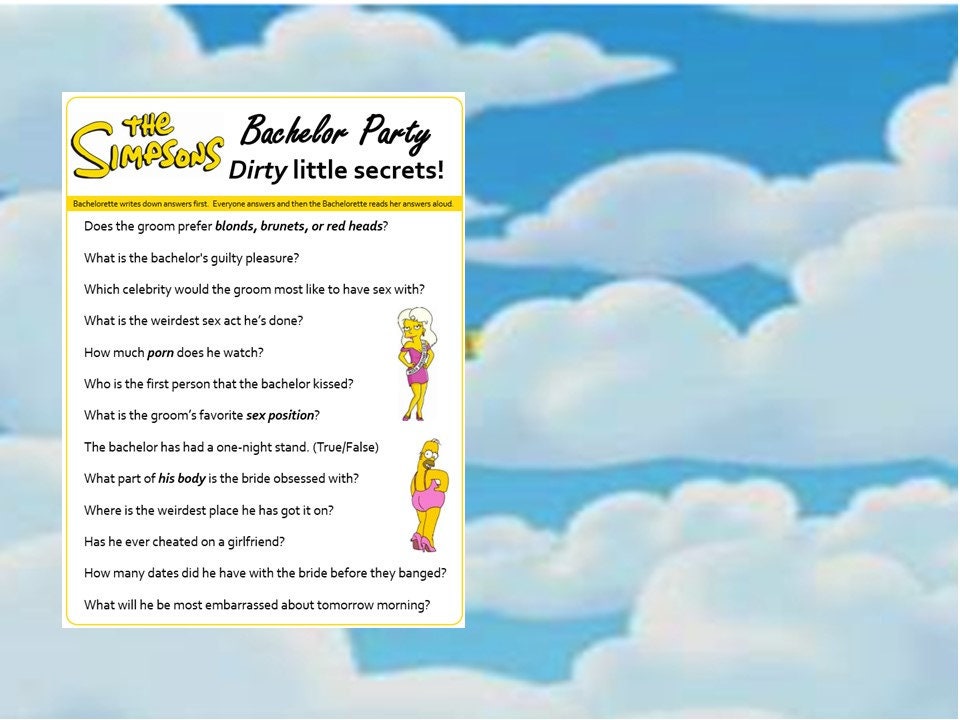 The Simpsons Bachelor Party Game Bundle - Etsy
