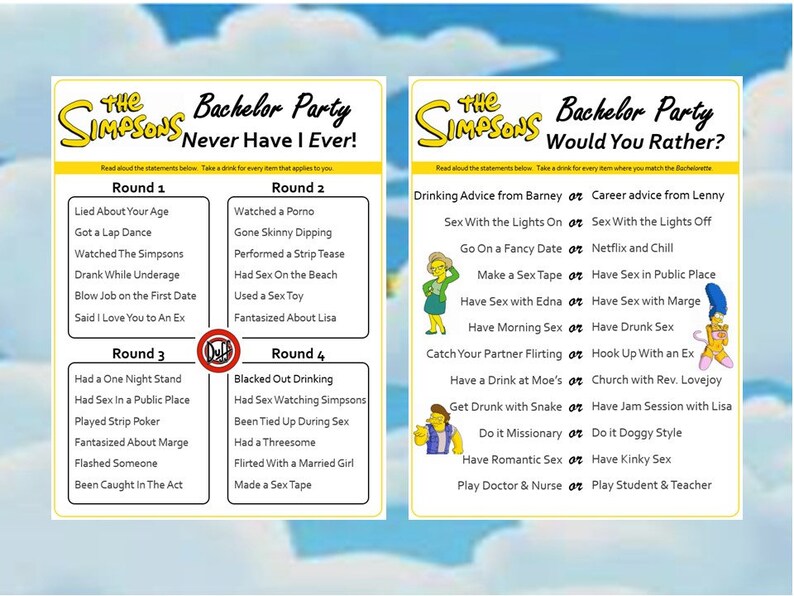 The Simpsons Bachelor Party Game Bundle - Etsy