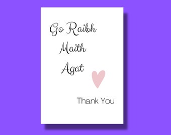Go Raibh Maith Agat Irish Thank You Card in Pink Mireog Cártaí Gaeilge ...