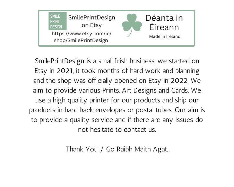 Failte Welcome Irish Print: Gaeilge Teanga New Home Art Housewarming ...