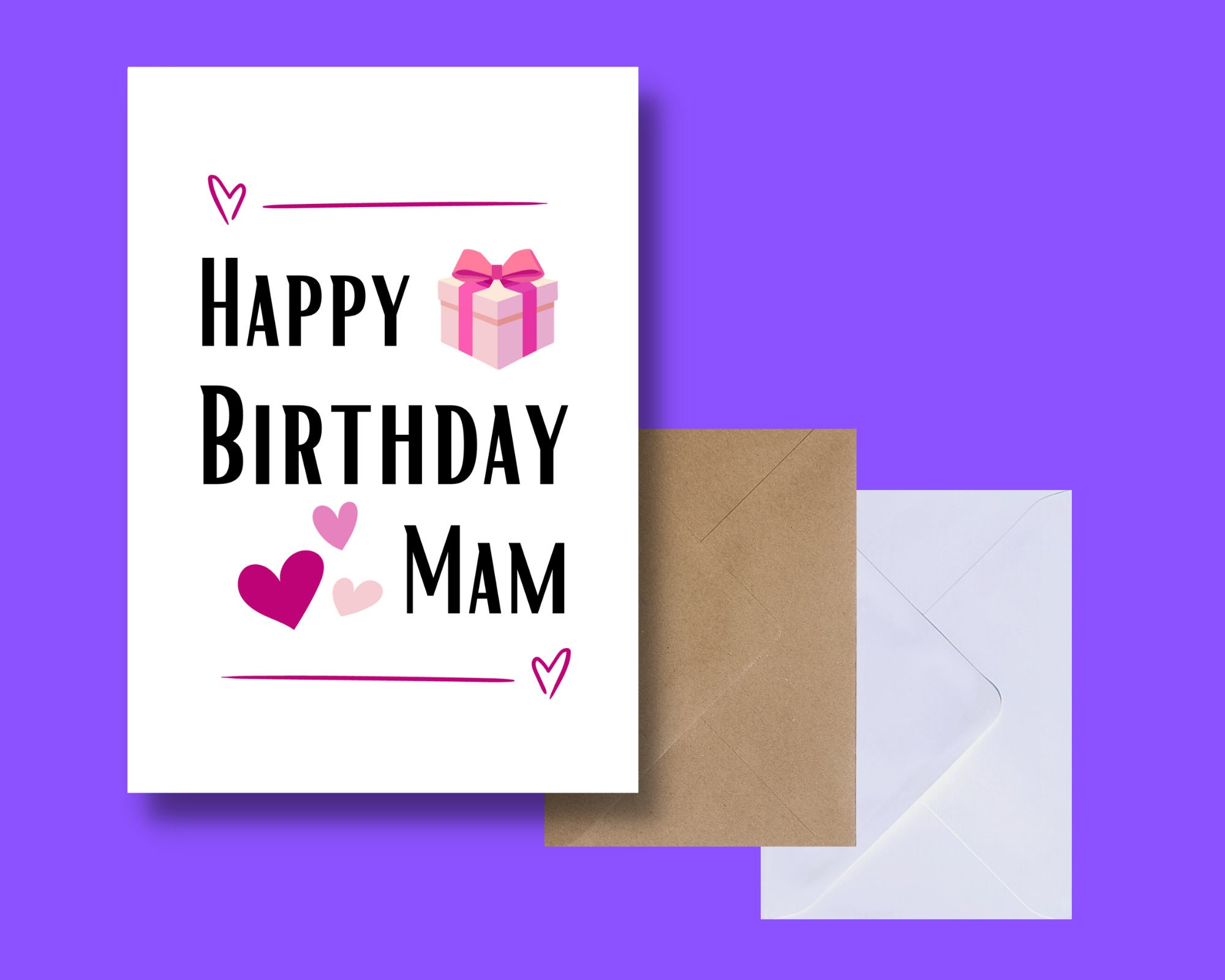 Mam Birthday Card Gift Mother Card Greeting Card Heart Present Happy ...