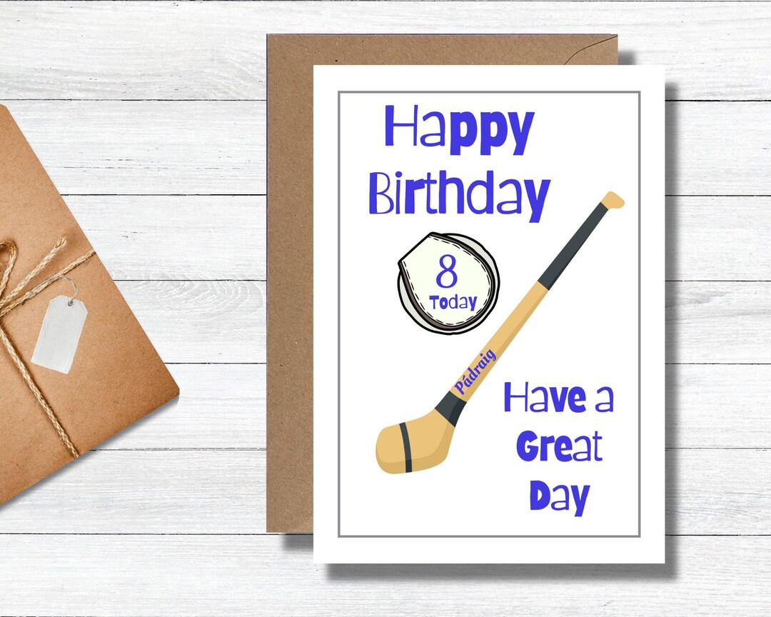 Personalised Hurling Birthday Card Iománáiocht GAA Card Greeting ...