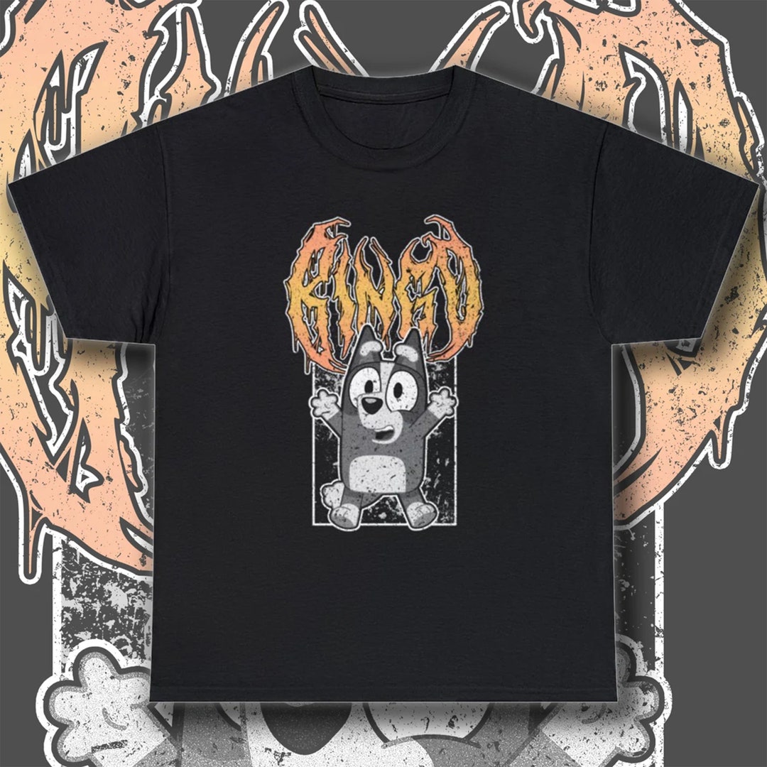 Bingo Metal Shirt: Disney Bluey Goth Punk Tee Deathmetal Halloween ...
