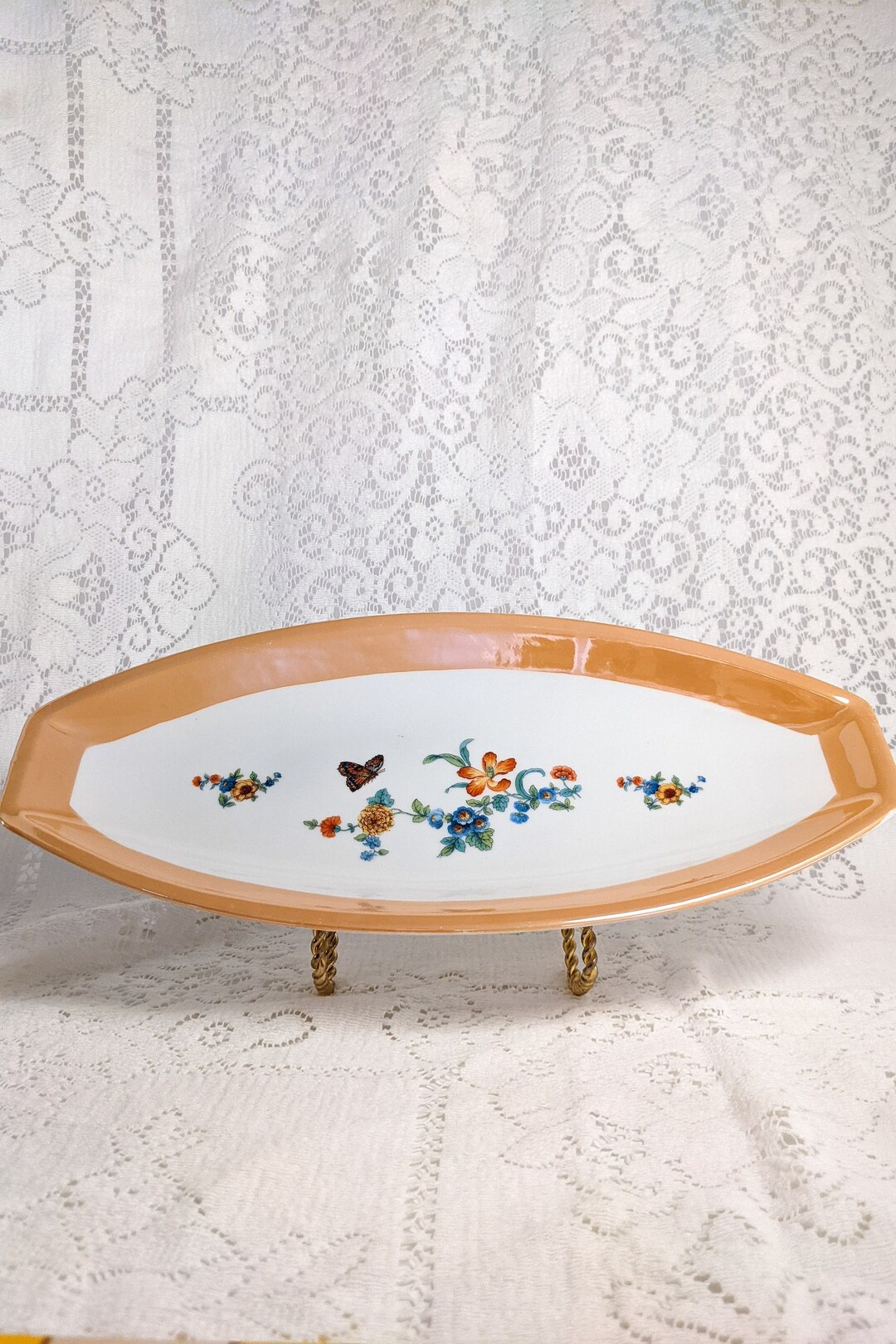 Vintage PK Unity Germany Orange Lusterware Relish Plate - Etsy