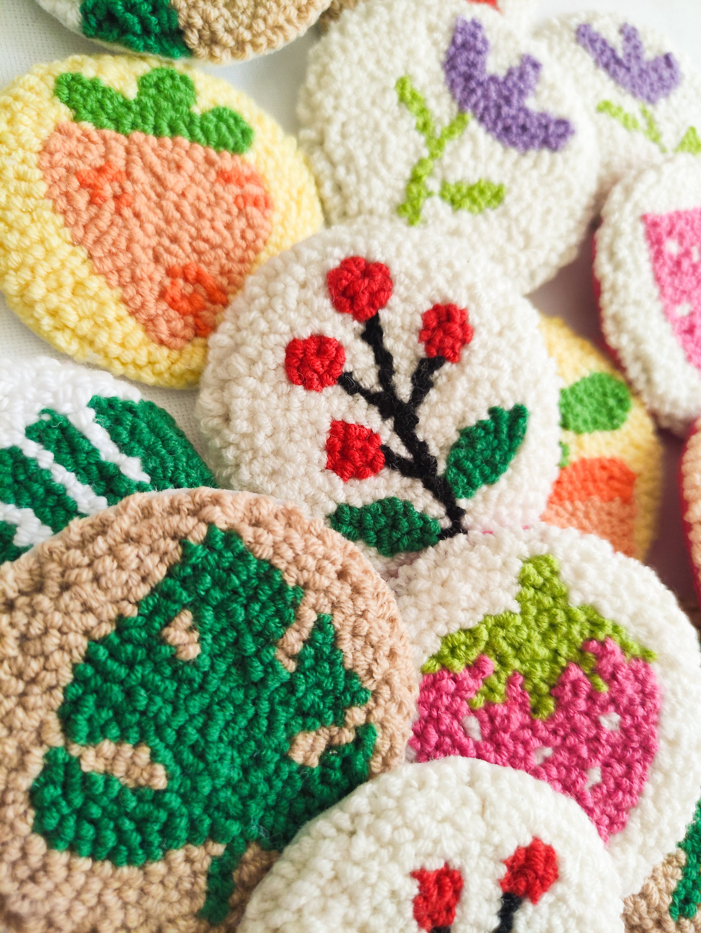 Set of 2 Car Coasters, Punch Needle Car Accesories, Hand Tufted ...