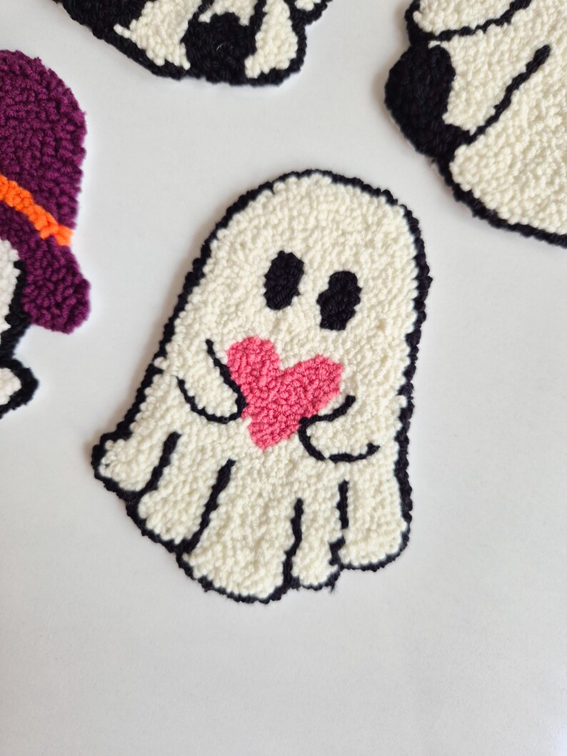 Handmade Punch Needle Ghost Coasters: Spooky Halloween Decor - Etsy