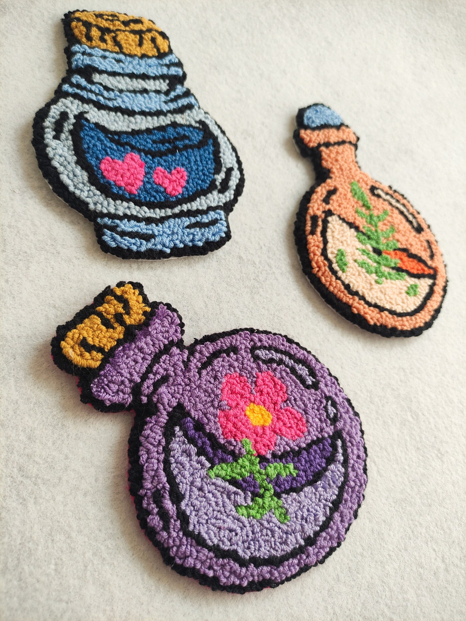 Punch Needle Drink Coasters, Tufted Mug Rugs, Y2k, Punch Table Decor ...