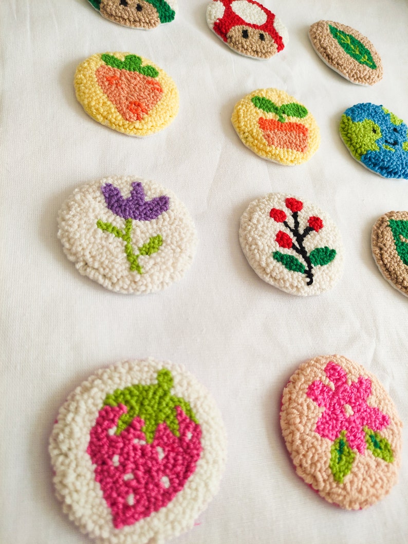 Set of 2 Car Coasters, Punch Needle Car Accesories, Hand Tufted ...