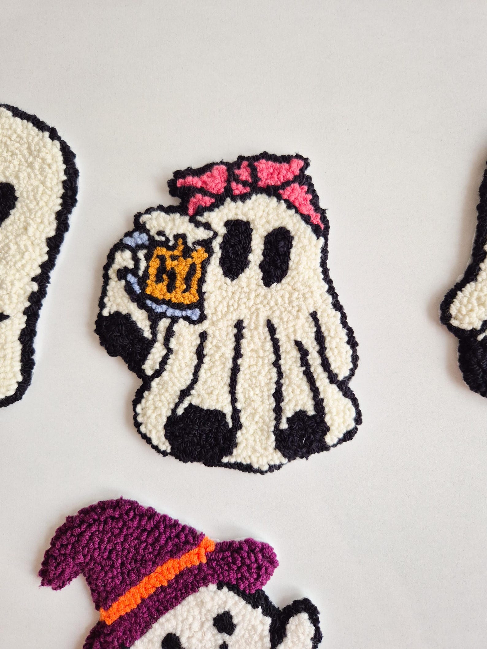 Handmade Punch Needle Ghost Coasters: Spooky Halloween Decor - Etsy