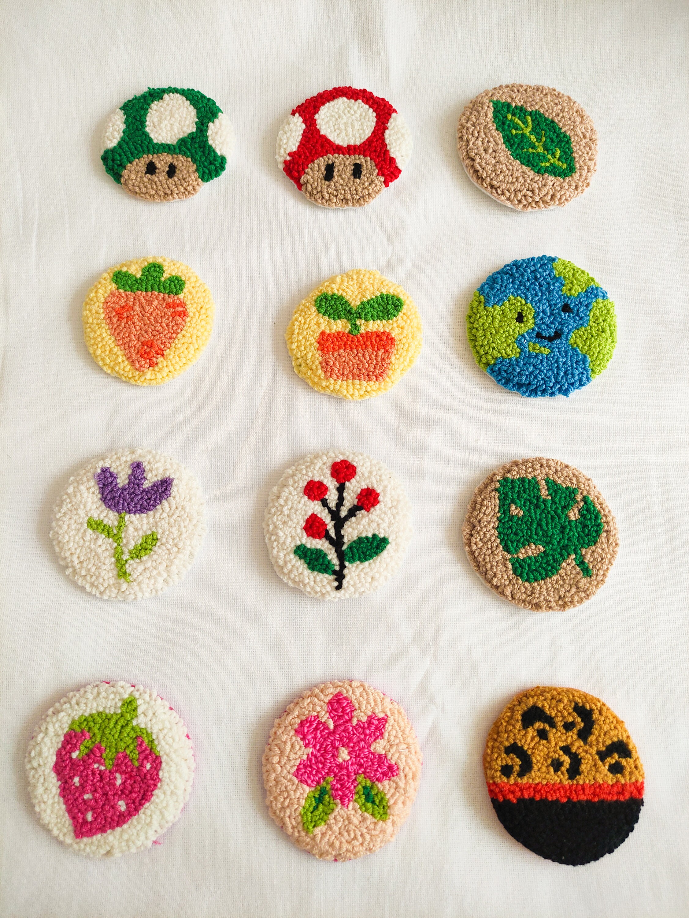 Set of 2 Car Coasters, Punch Needle Car Accesories, Hand Tufted ...