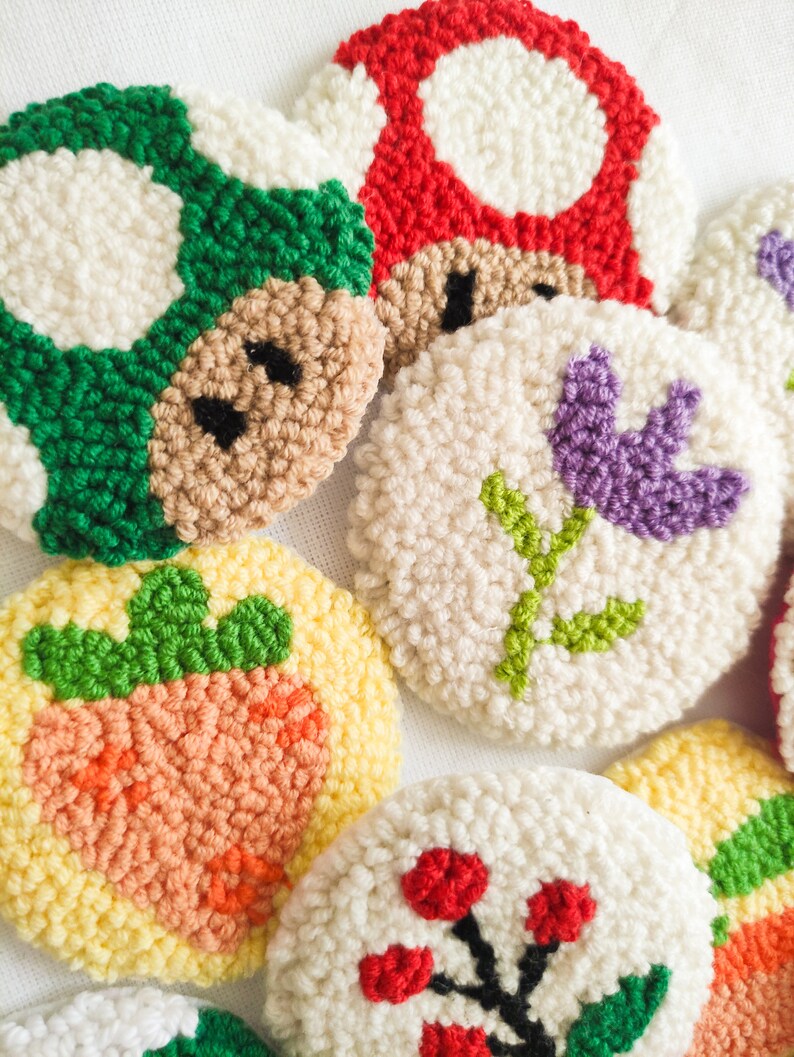 Set of 2 Car Coasters, Punch Needle Car Accesories, Hand Tufted ...