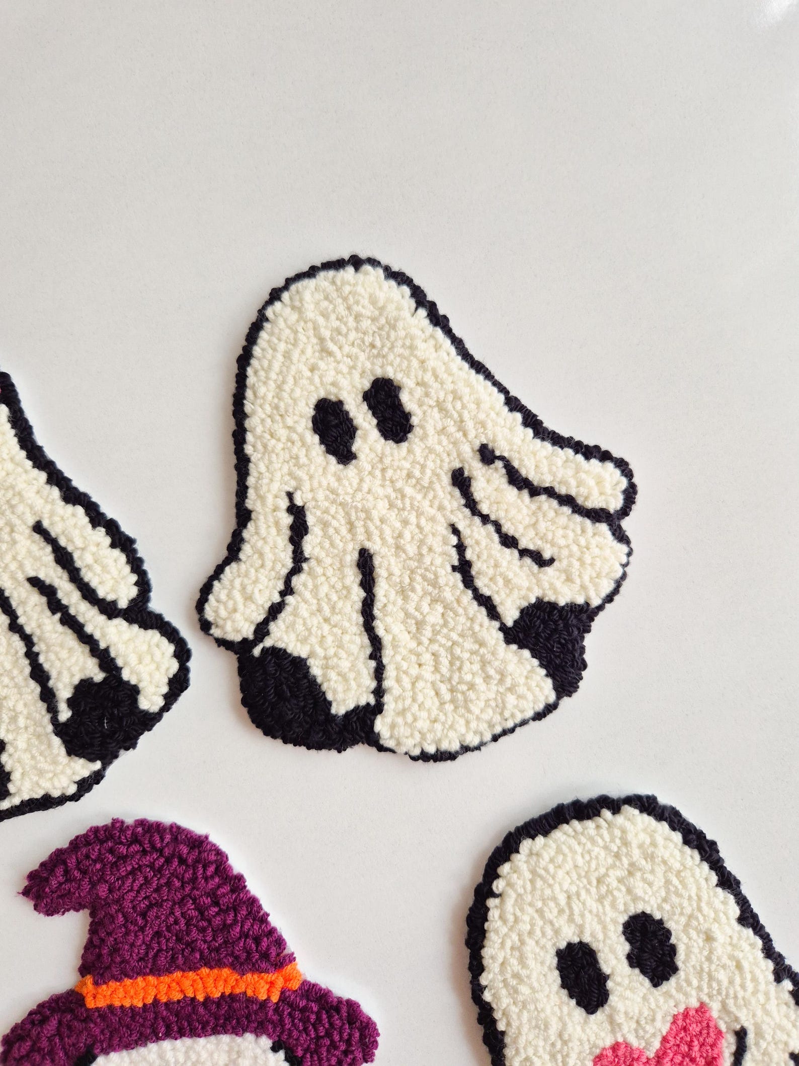 Handmade Punch Needle Ghost Coasters: Spooky Halloween Decor - Etsy