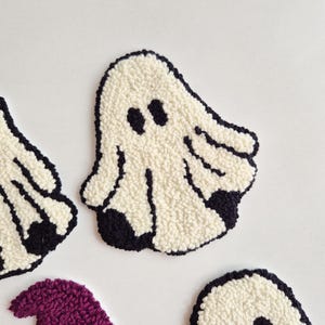 Handmade Punch Needle Ghost Coasters: Spooky Halloween Decor - Etsy