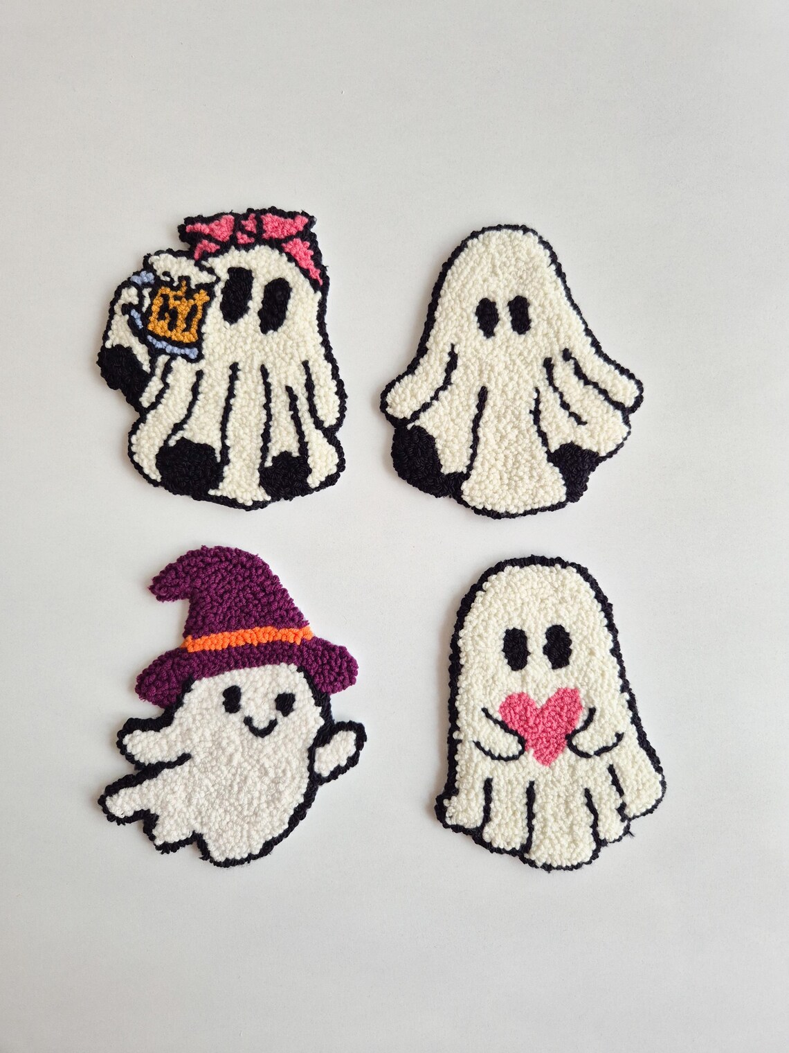 Handmade Punch Needle Ghost Coasters: Spooky Halloween Decor - Etsy