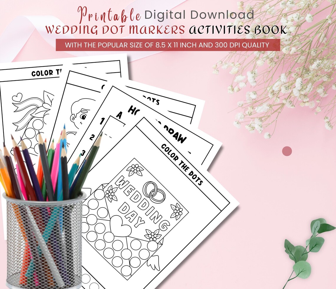 Wedding Dot Marker Activity and Coloring Book - Digital Download - 50 ...