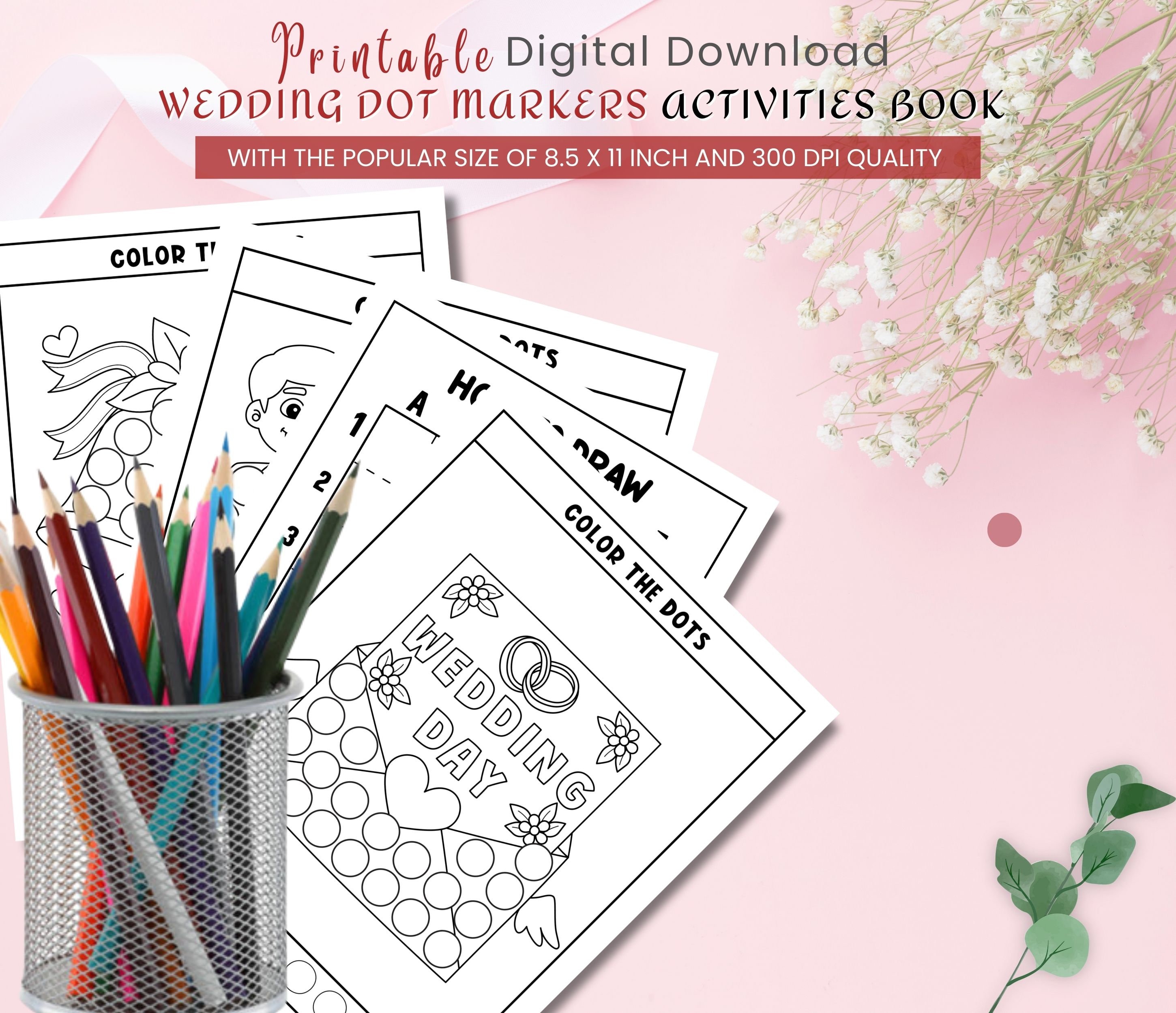 Wedding Dot Marker Activity and Coloring Book - Digital Download - 50 ...