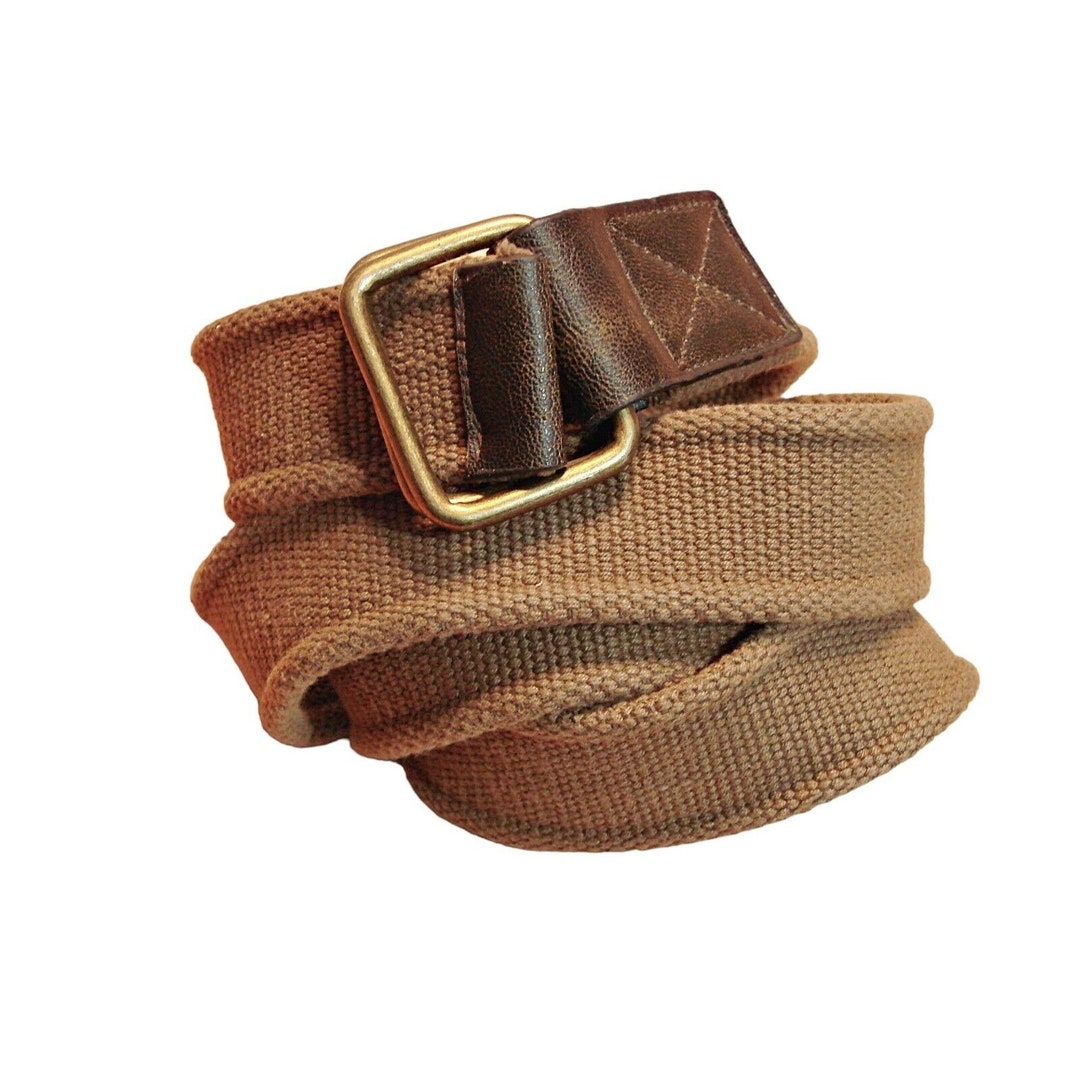 Wide Fabric Cargo Surplus Double D Ring Belt Vintage Mens 54 Brown ...